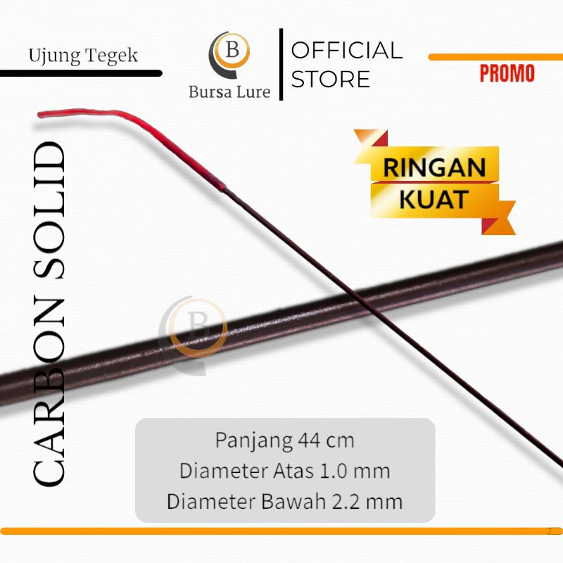 Jual Ujung Tegek carbon Solid Ruas Pendek 44 cm Warna Coklat | Shopee ...