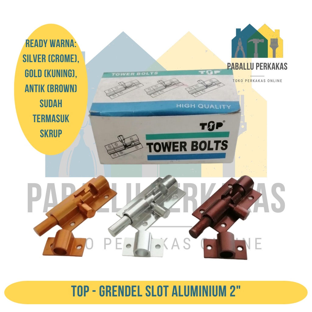 Jual Grendel Slot Alumunium TOP Tebal 2" Inchi Selot Pintu Jendela ...