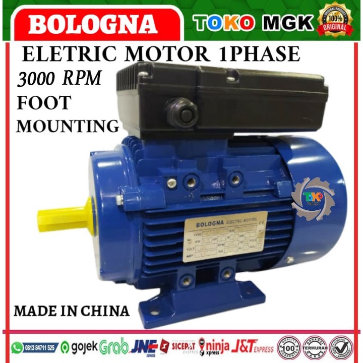 Jual BOLOGNA ELECTRIK MOTOR 3HP/3000RPM/1PHASE/B3-2POLE/220V FRAME 90L ...