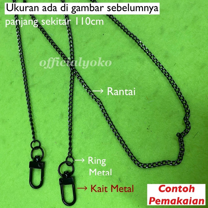 Jual Rantai Hitam titik Putih panjang sekitar 110cm (ukuran ada di ...