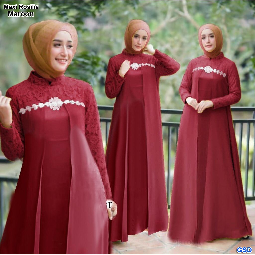 Jual Gamis Wanita Terbaru Size L Bahan Baloteli Kombi Brukat Kerah ...