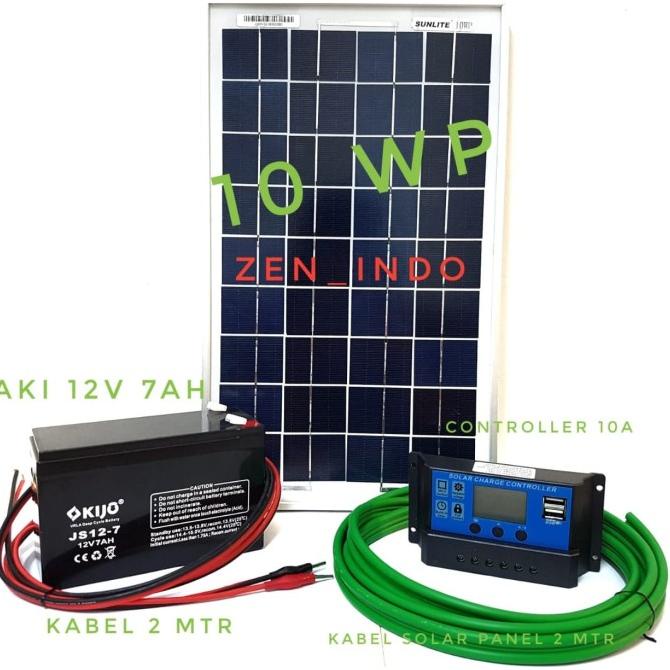 Jual Paket Hemat Solar Panel Surya 10WP, Solar Controller 10 A, Aki 12V ...