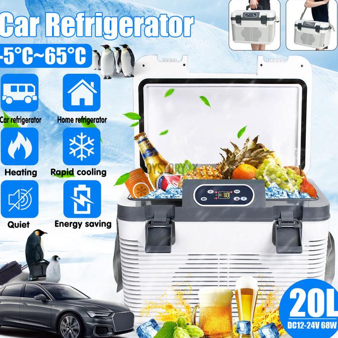 Jual Kulkas Mobil Mini Ac220V Dc12-24V 68W 19L Dual Purpose Plug Eu ...