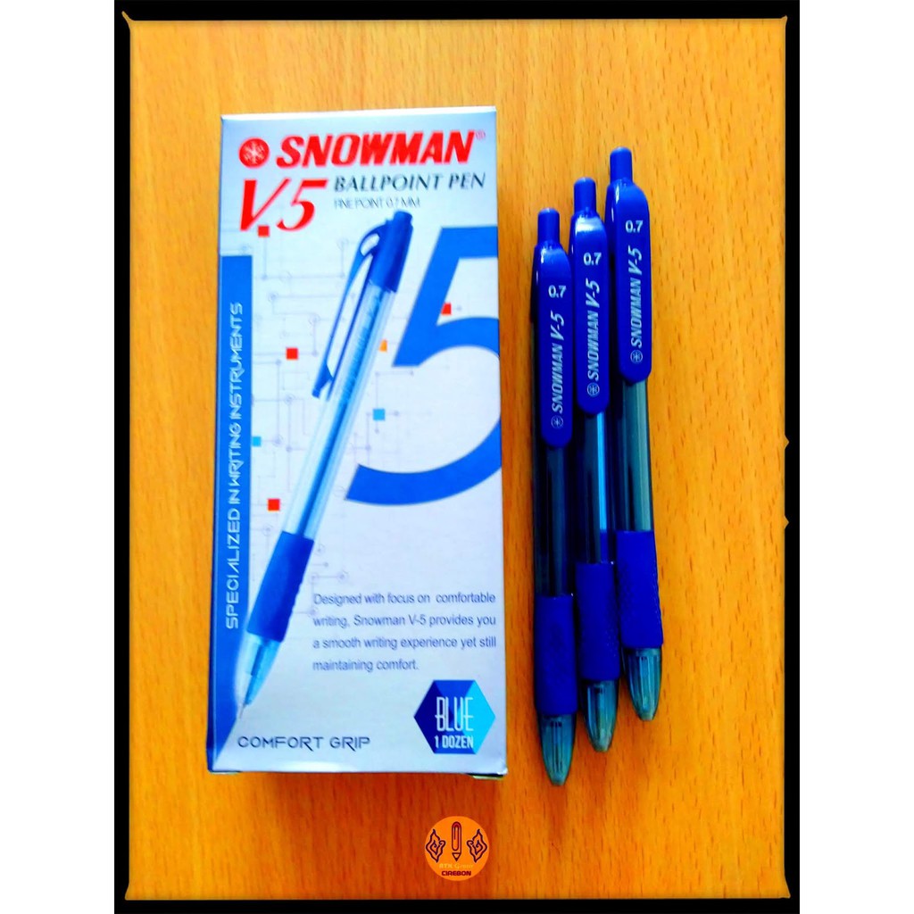 Jual Pulpen Cetrek Ballpoint Pen Snowman V-5 Biru Fine Point 0,7 mm ...