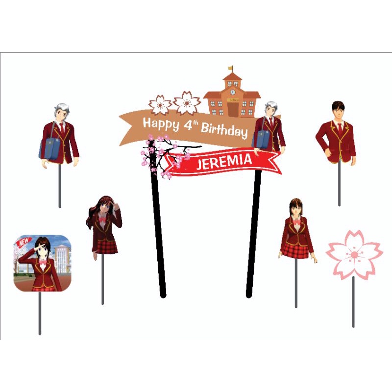 Jual Topper Cake Sakura School Simulator (Cowok) PAKE NAMA | Shopee ...