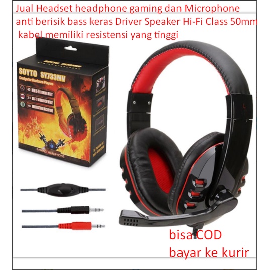 Jual Jual Headset headphone gaming dan Microphone anti berisik bass ...