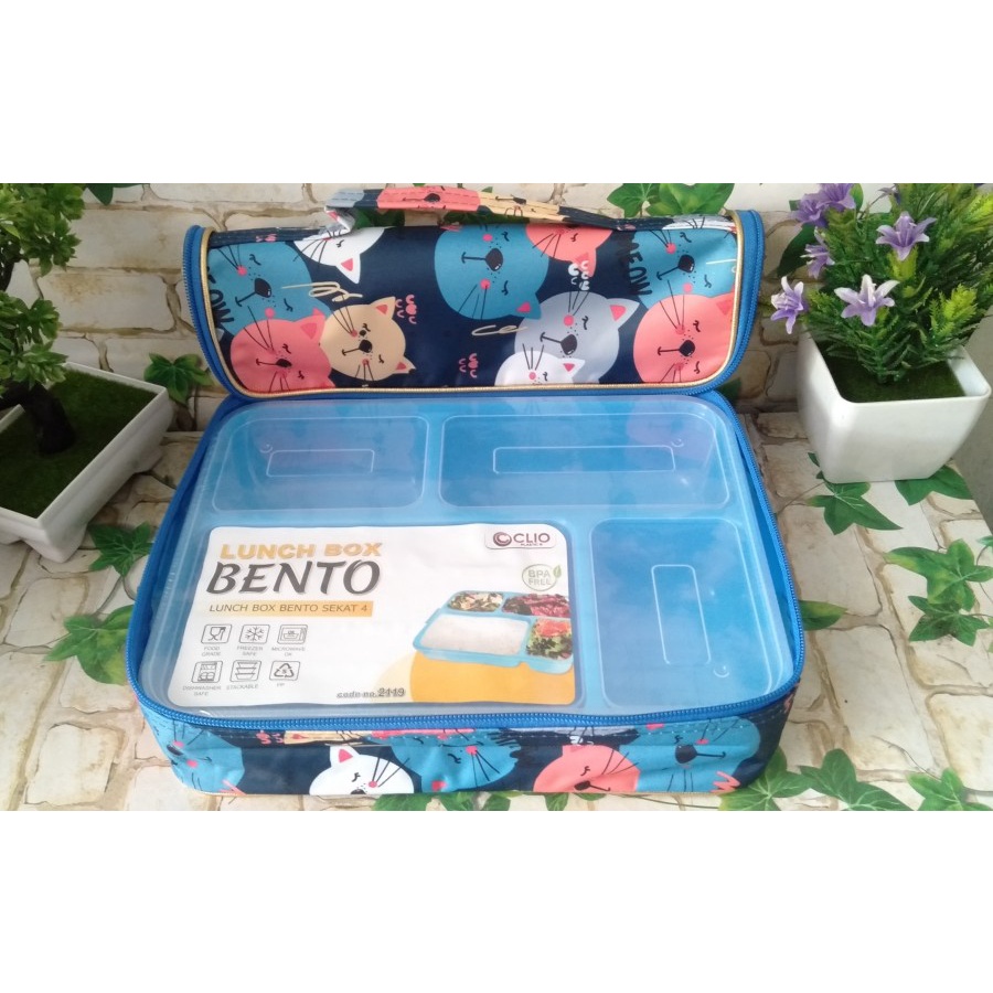 Jual Lunch Box Clio Bento Sekat 4 Set Tas Tupperware | Shopee Indonesia