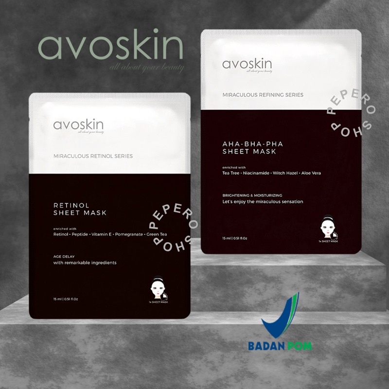 Jual AVOSKIN Miraculous Refining AHA+BHA / Retinol Sheet mask (1ea ...
