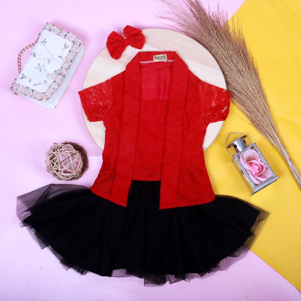 Jual KEBAYA ANAK [TUTU] 0-1 TAHUN WARNA MERAH COMBI HITAM (READY STOK ...