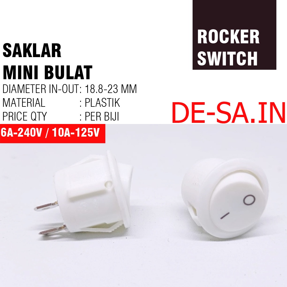 Jual SAKLAR MINI BULAT PUTIH - 2 PIN WHITE ROCKER SWITCH FOR FURNITURE ...