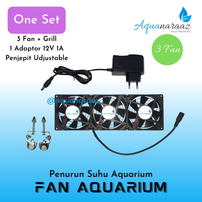 Jual Kipas Aquascape 3 Fan Plus Grill Pendingin Suhu Aquarium 8cm x 8cm Fan Aquascape 3 Hitam ...