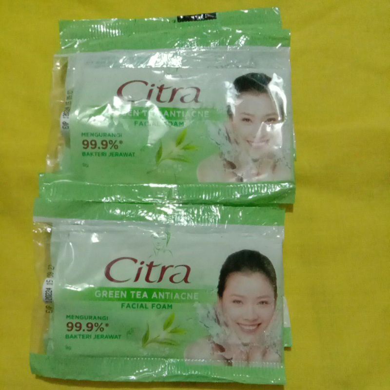 Jual BPOM citra sabun facial foam greentea anti acne ECER sachet 9gr ...