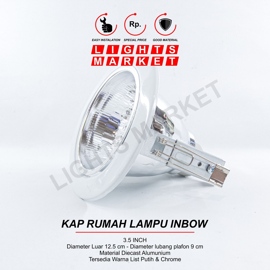 Jual Kap Lampu Downlight Plafon 3,5 3.5 Inch Adjustable Fitting E27 ...