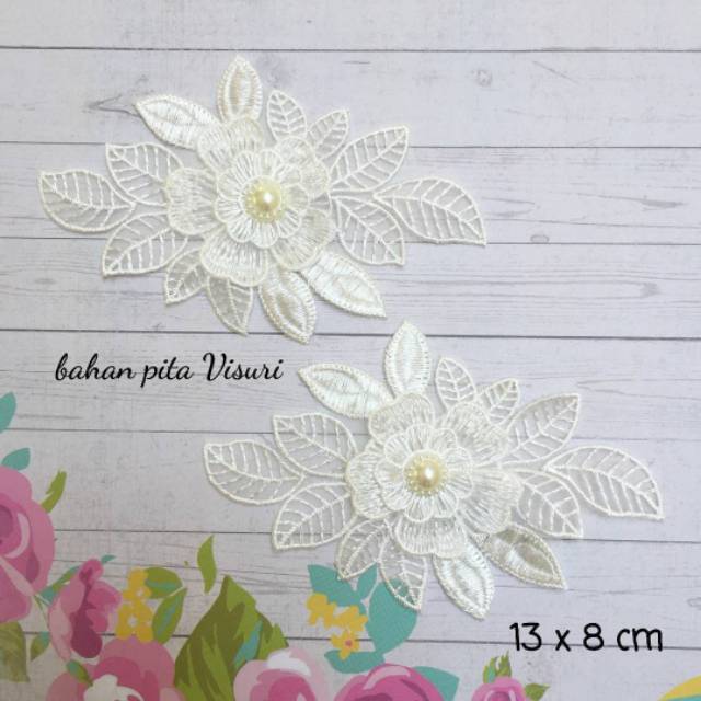 Jual Renda Lebar Susun Bunga 13 x 8 cm | Shopee Indonesia
