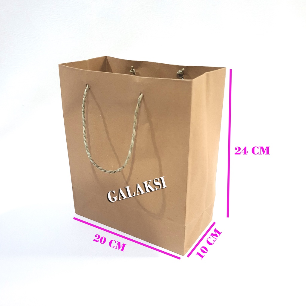 Jual PAPER BAG TAS KERTAS POLOS KECIL 20 X 10 X 24 CM | Shopee Indonesia
