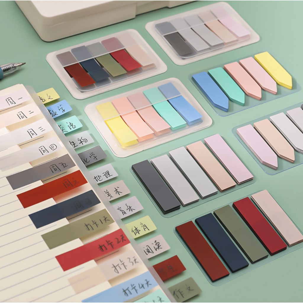 Jual 100 lembar label stiker warna colorfull, sticky notes lucu DAY7 ...