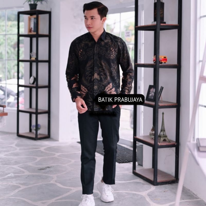 Jual MAHKOTA Batik Pria Modern Premium Full Furing Lengan Panjang Solo ...