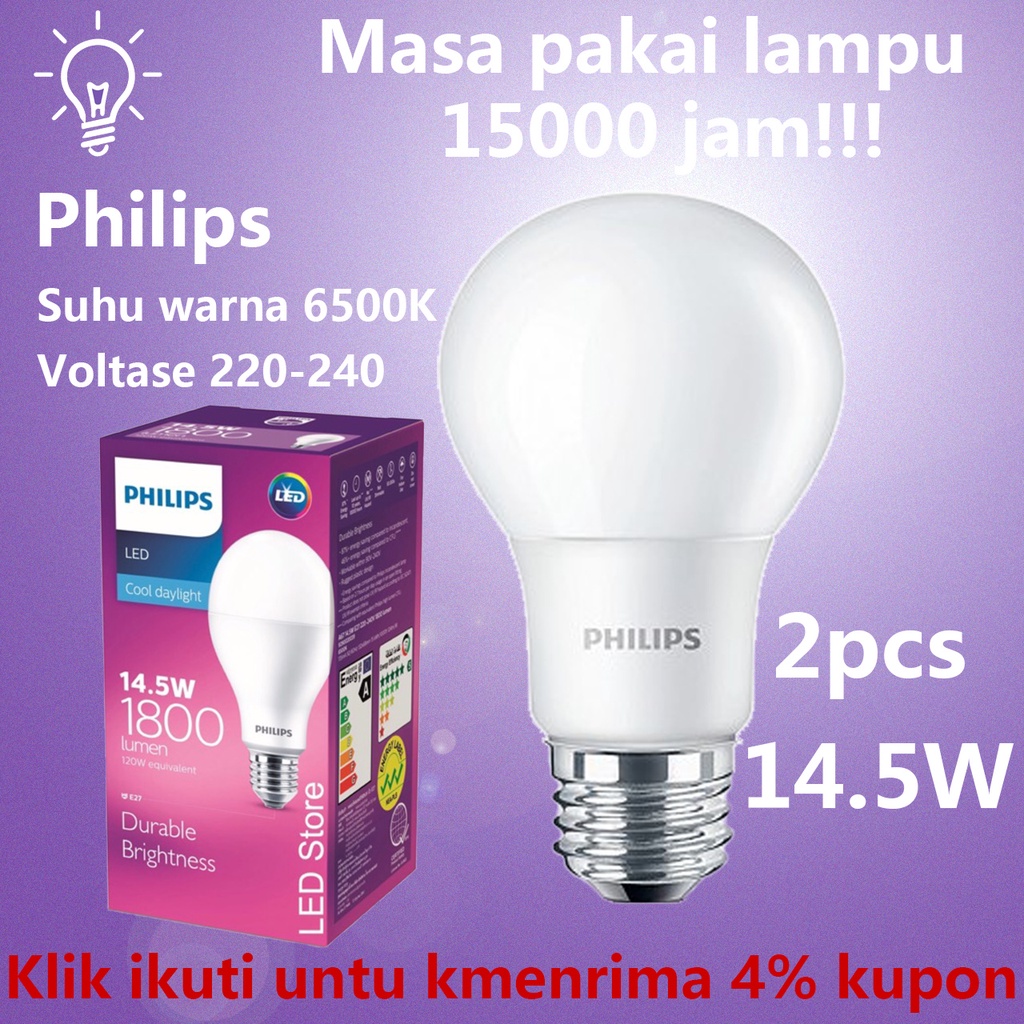 Jual Lampu LED Philips 14.5W Multipack Lampu led rumah Led Bulb 14.5 ...