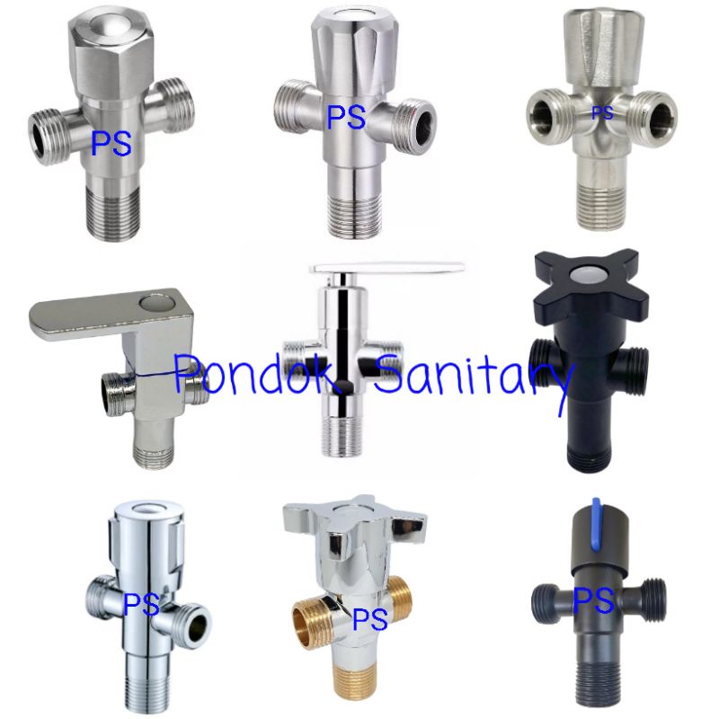 Jual Stop Kran Tee Minimalis 1/2” - Stop Kran Double 2 Cabang Toilet ...