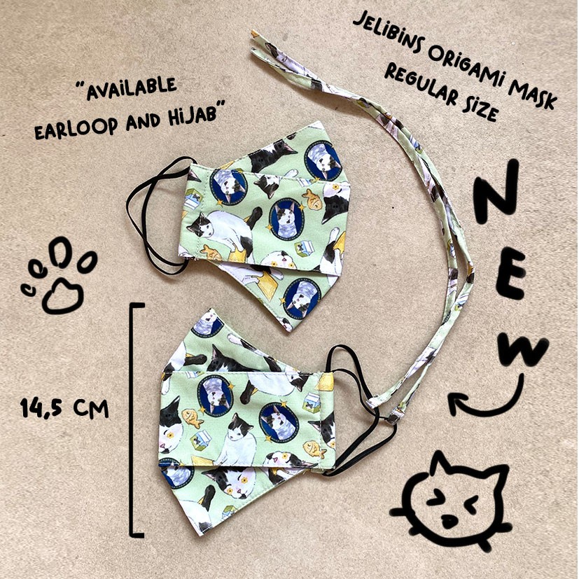 Jual MASKER ORIGAMI 3PLY MOTIF KUCING JELIBINS | Shopee Indonesia