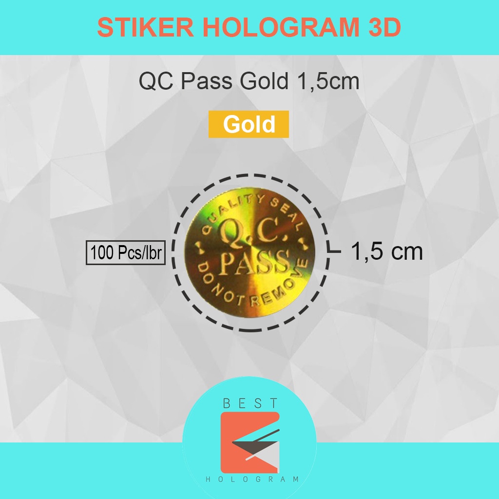 Jual Stiker Hologram 3D QC Passed Gold uk.d. 1,5 cm - segel rusak biasa ...
