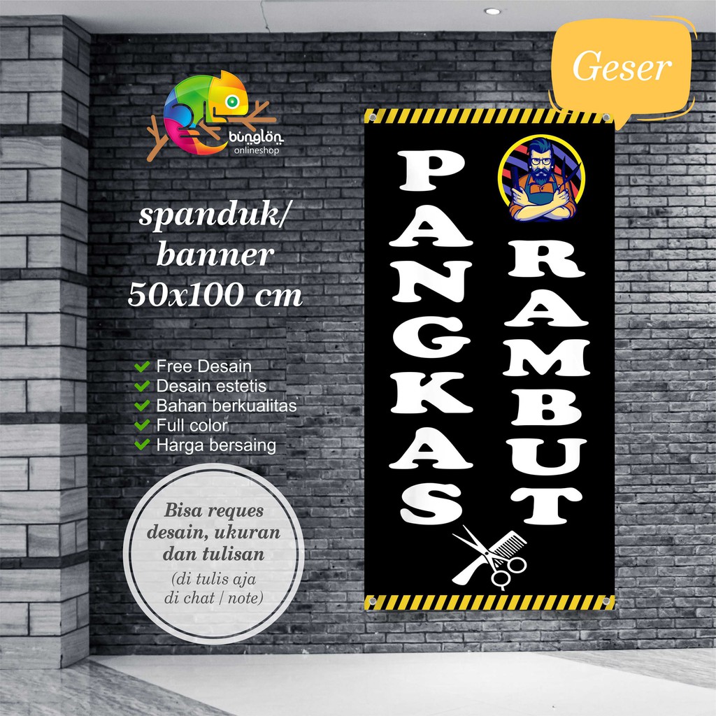 Jual Spanduk, Banner Berdiri Pangkas Rambut (3 Model) Di Geser AJa ...