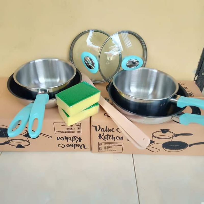 Jual Teflon Anti Lengket Value Kitchen Set of 5 Blue / biru | Shopee ...