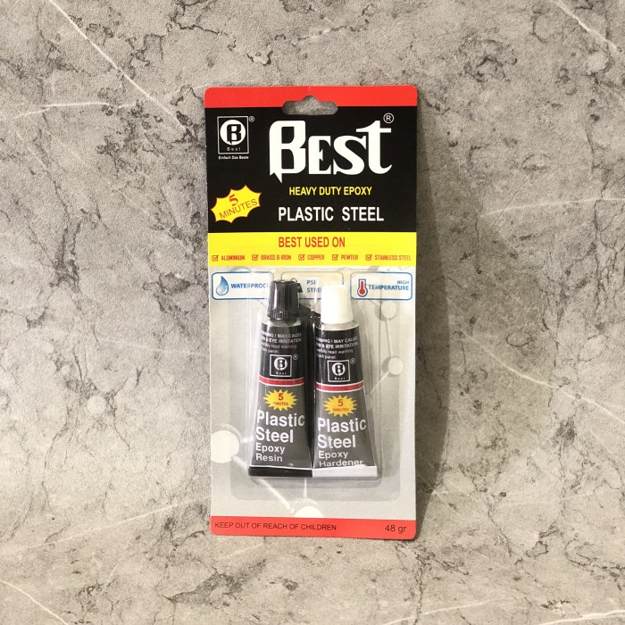 Jual Lem Plastic Steel Best 5 Menit 48gr Epoxy Adhesive Besi Hitam ...