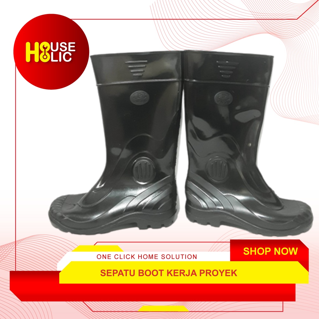 Jual Sepatu Boot Karet / Sepatu Kerja Proyek / Safety Boots | Shopee ...