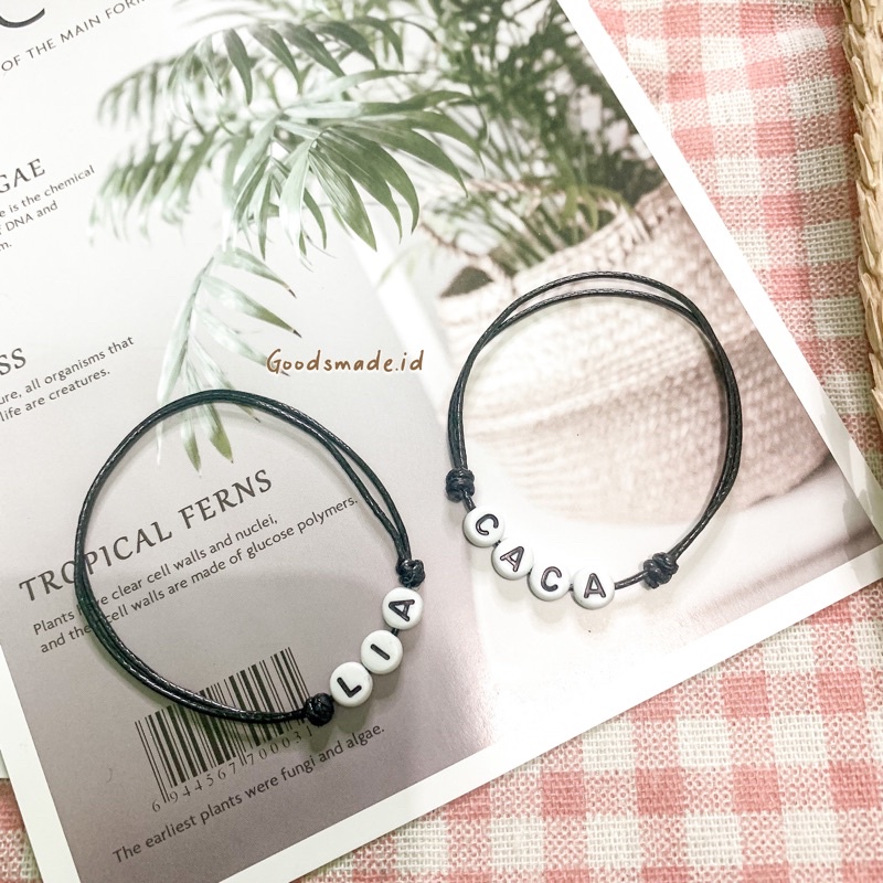 Jual GELANG NAMA CUSTOM HURUF BULAT PUTIH | Shopee Indonesia