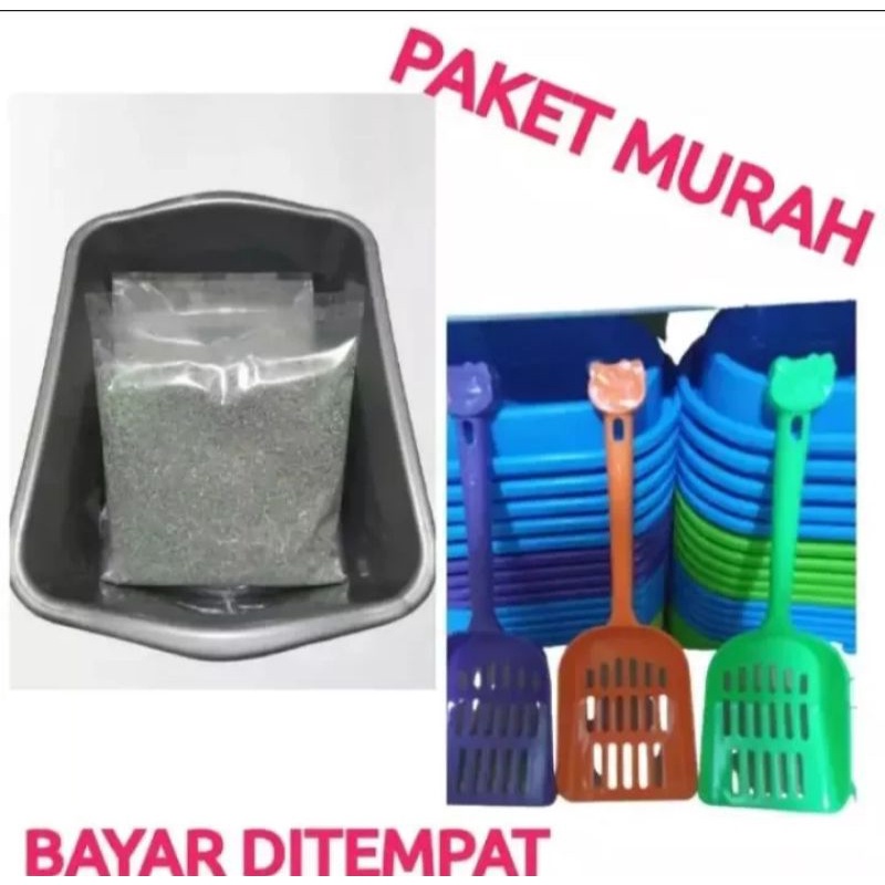 Jual Paket Pasir Kucing + Box + Sekop Toilet Tempat Pup Kucing 1set Cat ...