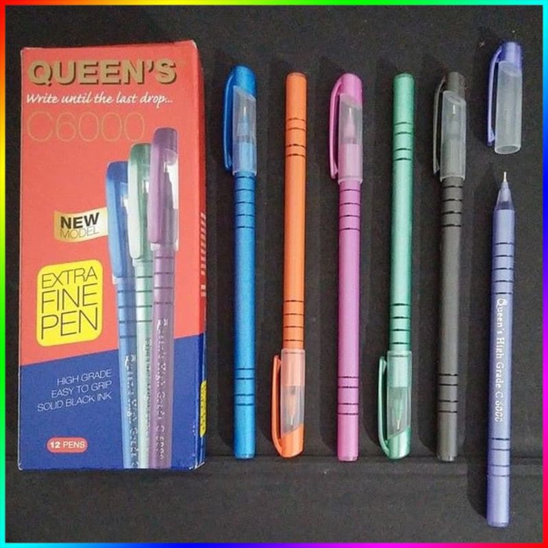 Jual pulpen faster queen c6000 warna hitam ballpoint pen bolpoin pena ...