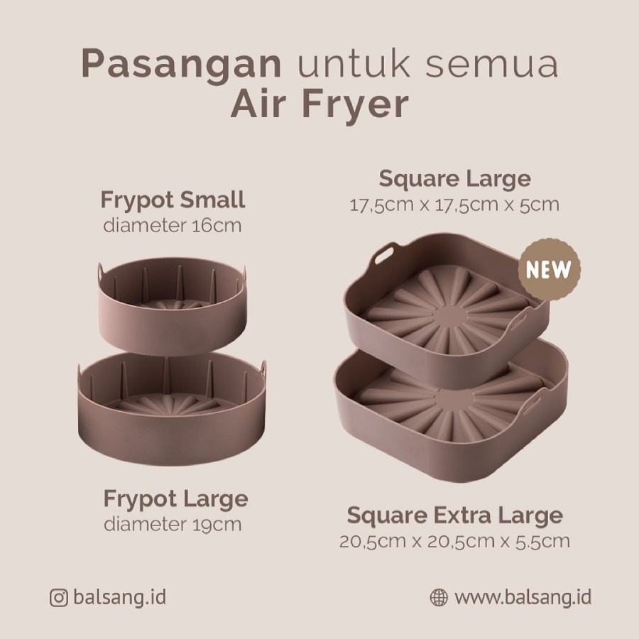Jual ORIGINAL BALSANG Air Fryer Airfryer Silicone Silikon Pot Alas ...