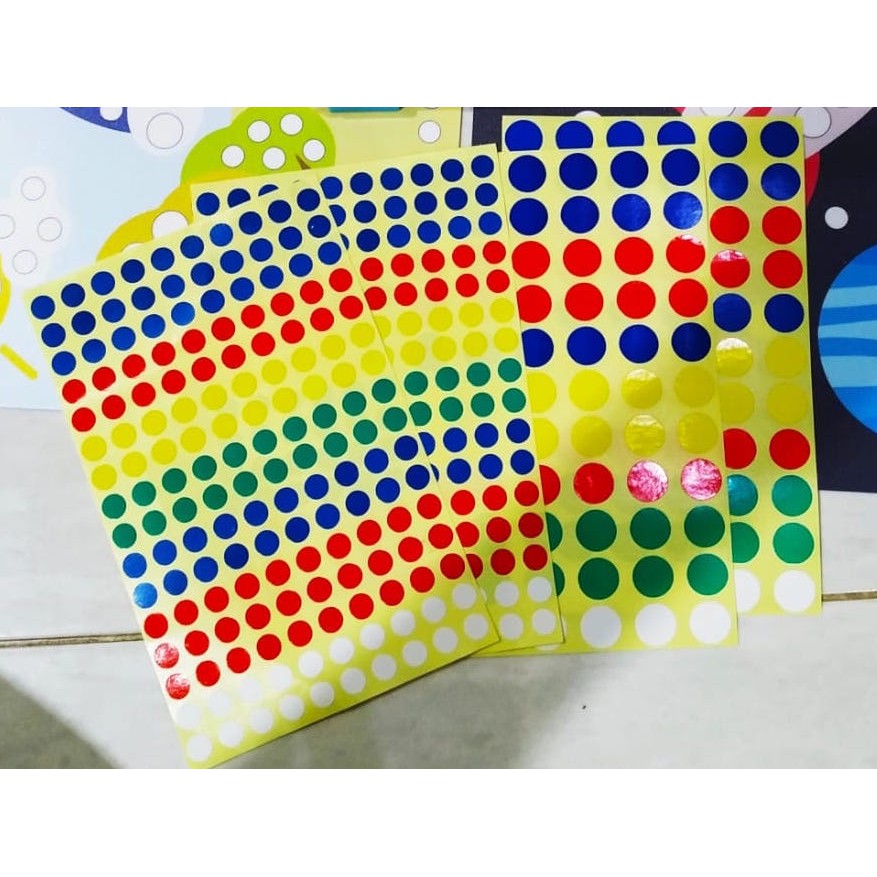 Jual stiker label dots bulat 13 8 mm sticker circle colors warna warni ...