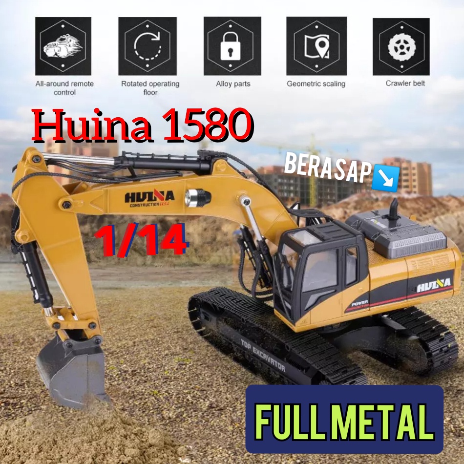 Jual RC Beko Alat Berat HUINA 1580 RC Excavator Big FULL Metal 1/14 23Ch | Shopee Indonesia