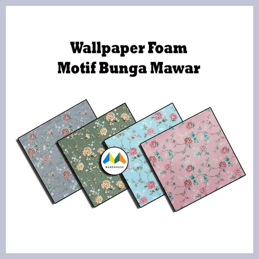 Jual MW Wallpaper 3D Foam Wall paper Dinding 3D Motif Foam Batik Bunga ...