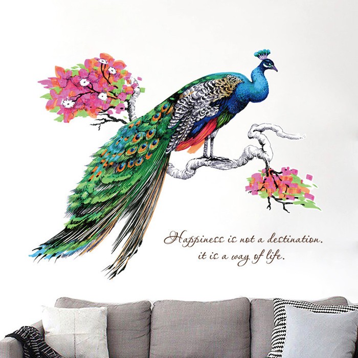 Jual Stiker Dinding / Kaca / Wall Sticker (Burung Merak di Atas Pohon ...
