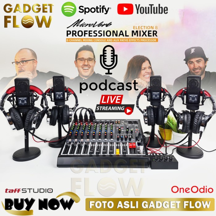 Jual PAKET PODCAST PREMIUM 4 Mic LGT-240 Taffstudio MICROVERB ELECTION ...