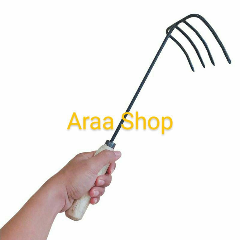 Jual Cangkrang Garpu Garukan Sampah Besi Gagang Kayu Cangkrong Garuk ...