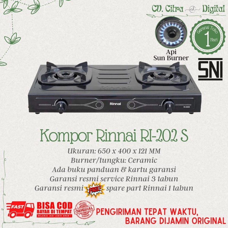 Jual Kompor Gas Rinnai RI 202S - Kompor Gas 2 Tungku | Shopee Indonesia