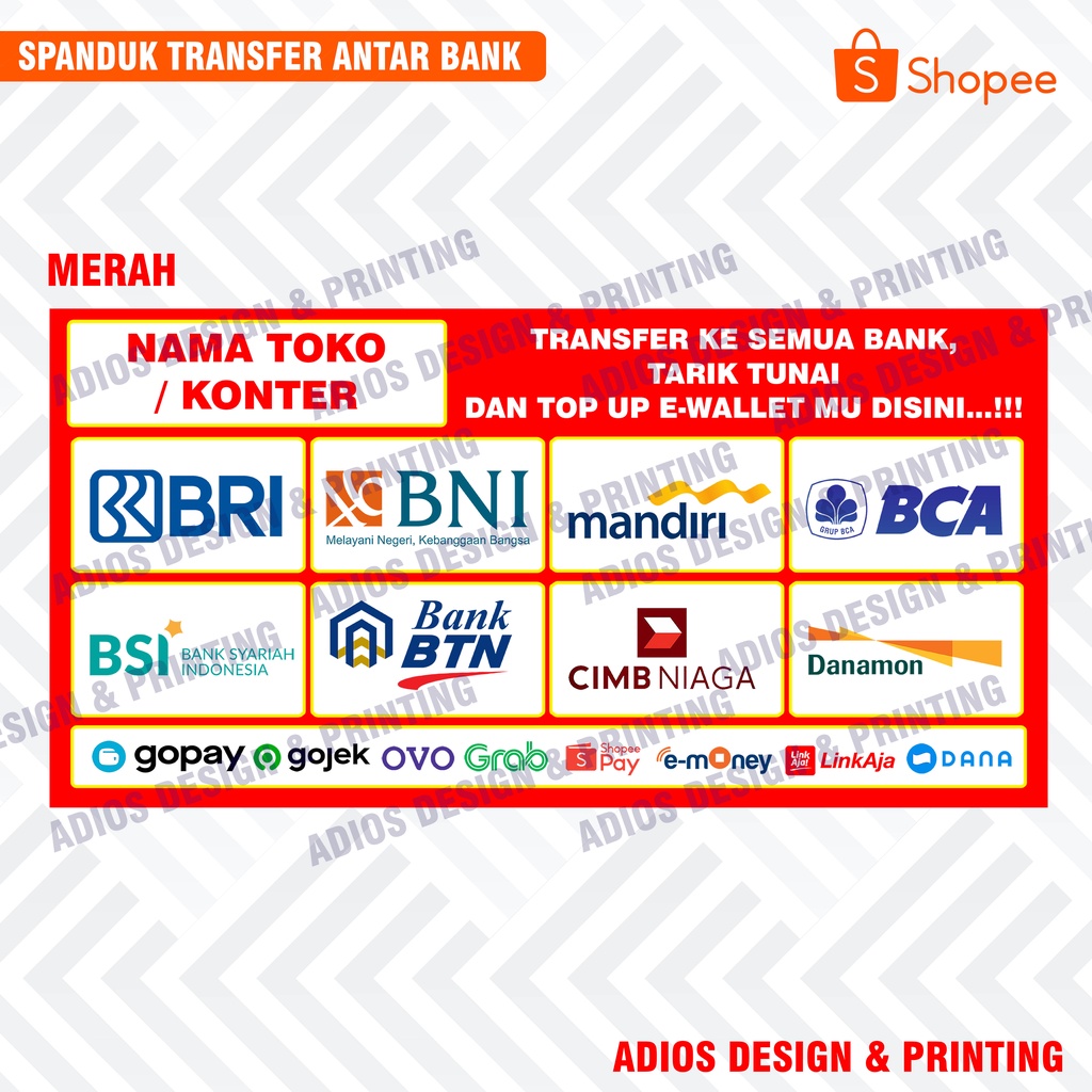 Jual Cetak Spanduk Banner Backdrop Transfer Bank Agen Brilink - Ukuran ...