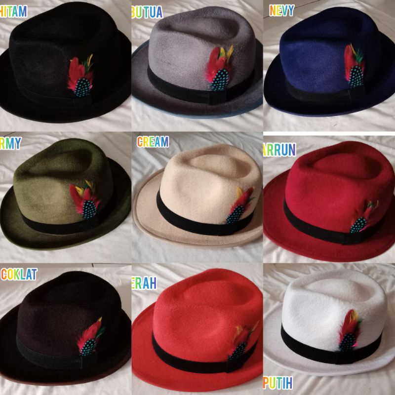 Jual TOPI FEDORA HAT BULU | Shopee Indonesia