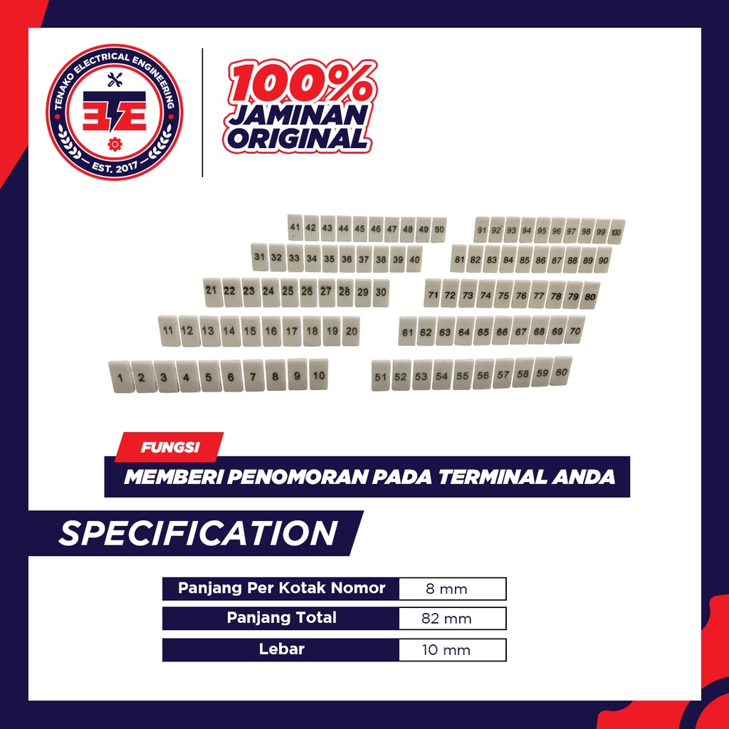 Jual Marking Strip ZB-8 Marker Strip Terminal UK-6N Terminal Marker ZB8 ...