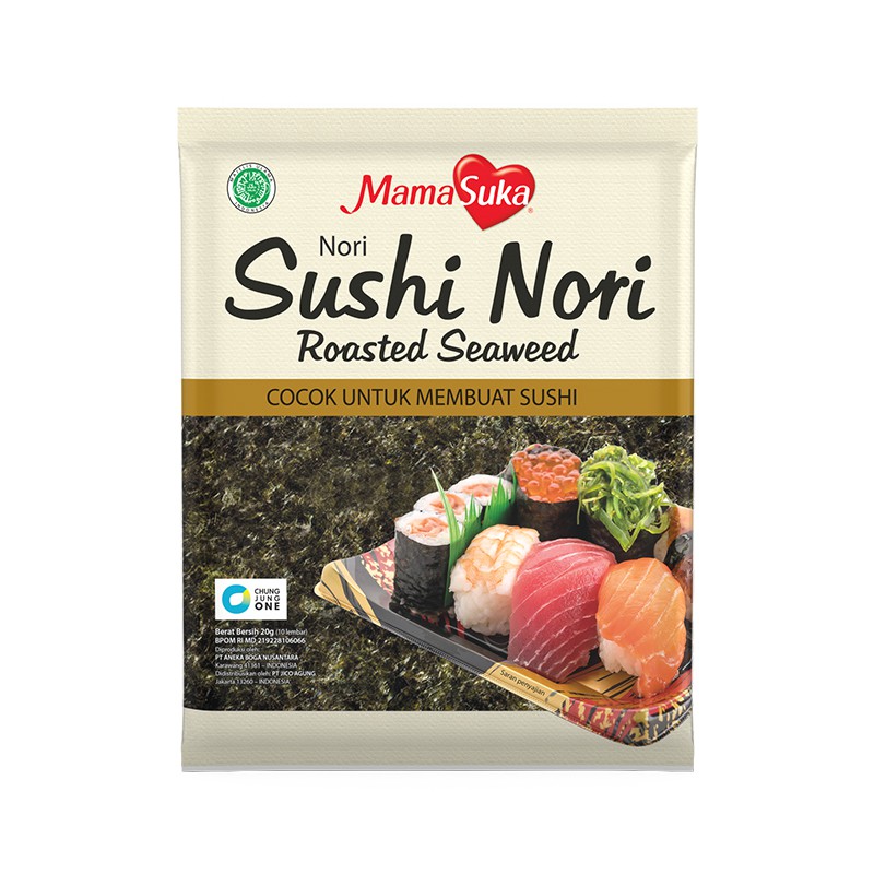 Jual Sushi Nori / Rumput Laut merk Mamasuka 20gr ( isi 10 lembar ...