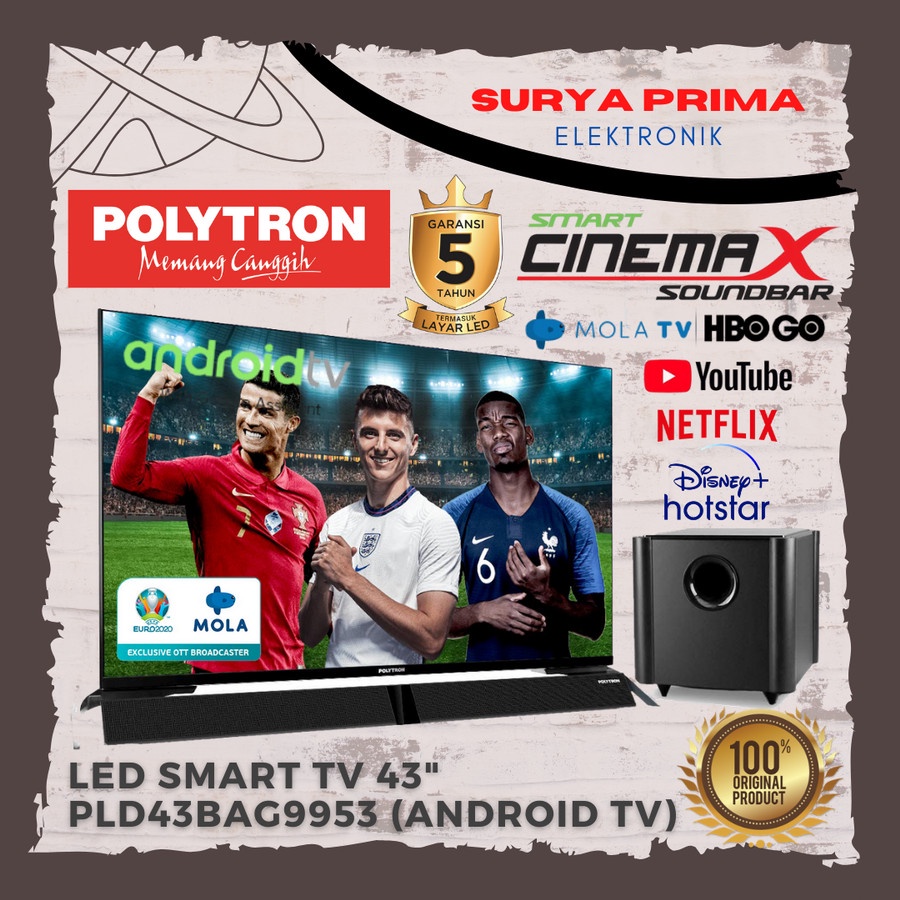 Jual LED TV Polytron 43" Inch PLD43BAG9953 (Android Smart TV) Bekasi ...