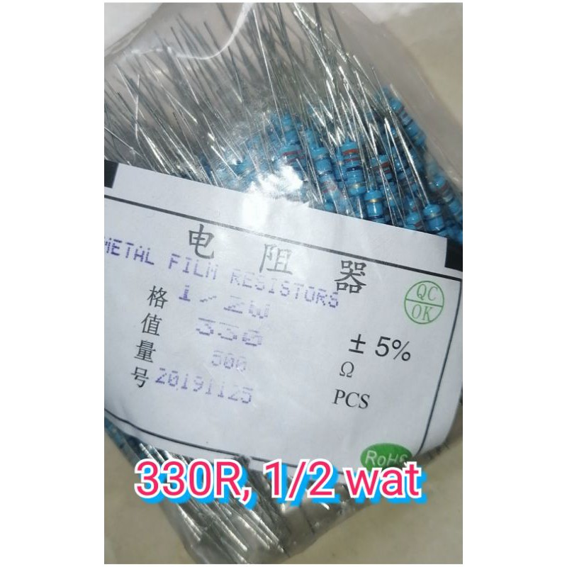 Jual 10.pcs RESISTOR 330, ohm, 1/2 wat | Shopee Indonesia