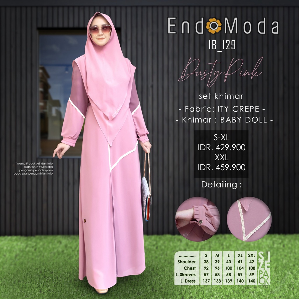 Jual Endomoda IB 129 Gamis plus hijabv( SeT GAMIS DAN JILBAB ) | Shopee ...