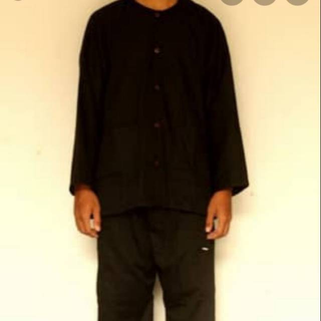 Jual Baju pangsi baju komboran baju silat hitam panjang dewasa + iket ...