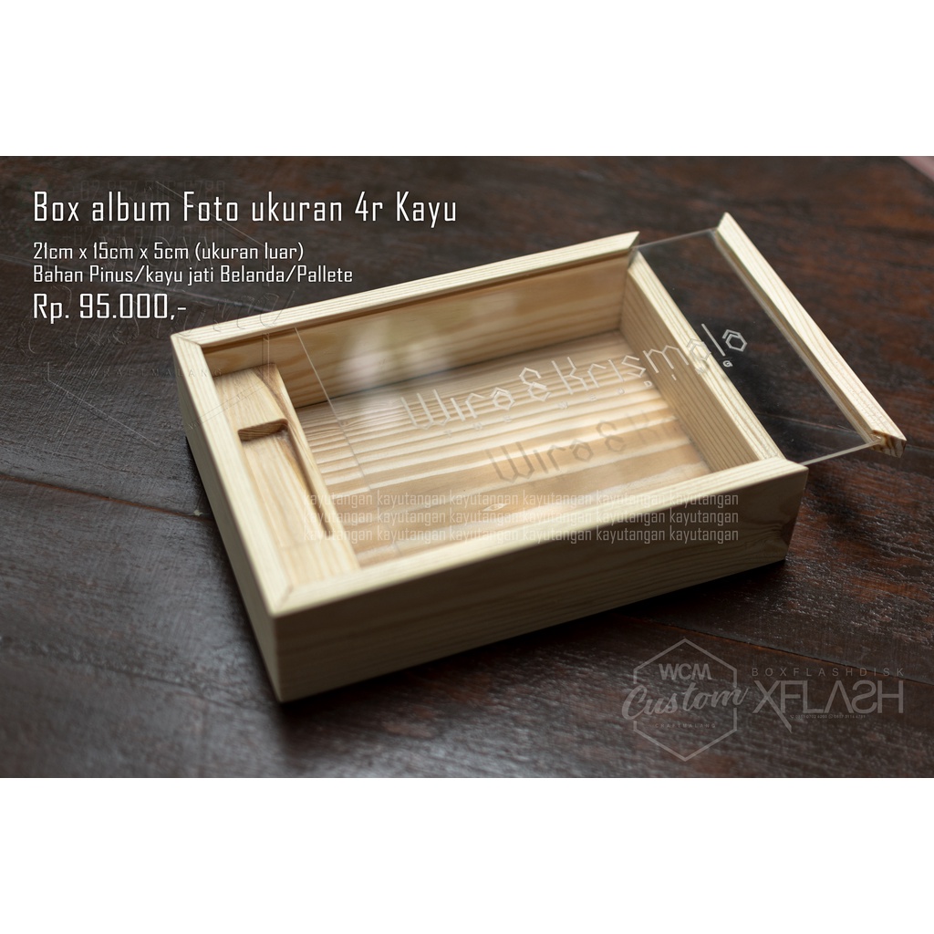 Jual Box kotak kayu album 4R sliding akrilik free grafir | Shopee Indonesia