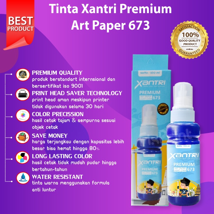 Jual Tinta Xantri Premium Art Paper Epson 664 Black 100ml, Printer ...